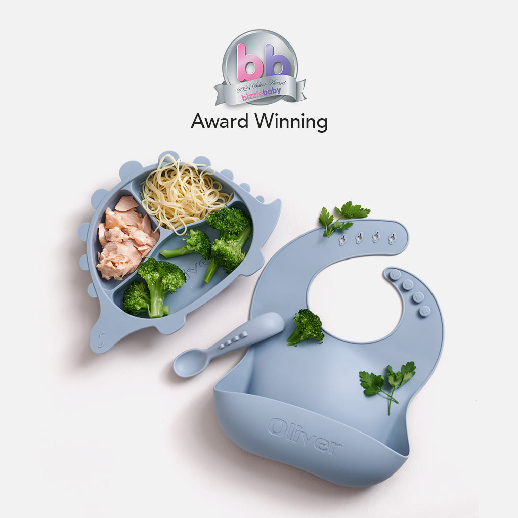 Personalised Dinosaur Plate with Matching Spoon | BPA-Free Silicone ...
