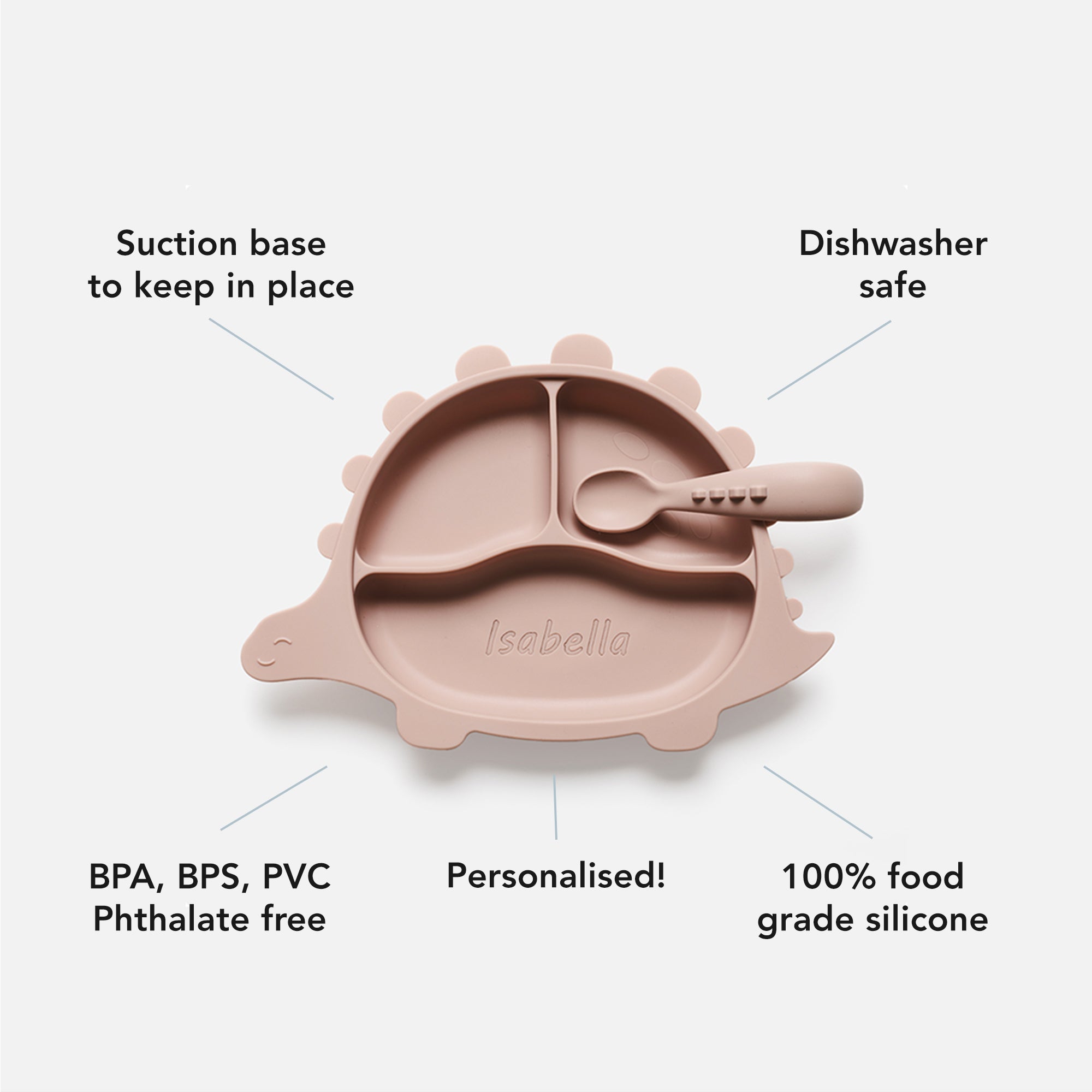 Personalised Dinosaur Plate with Matching Spoon | BPA-Free Silicone ...