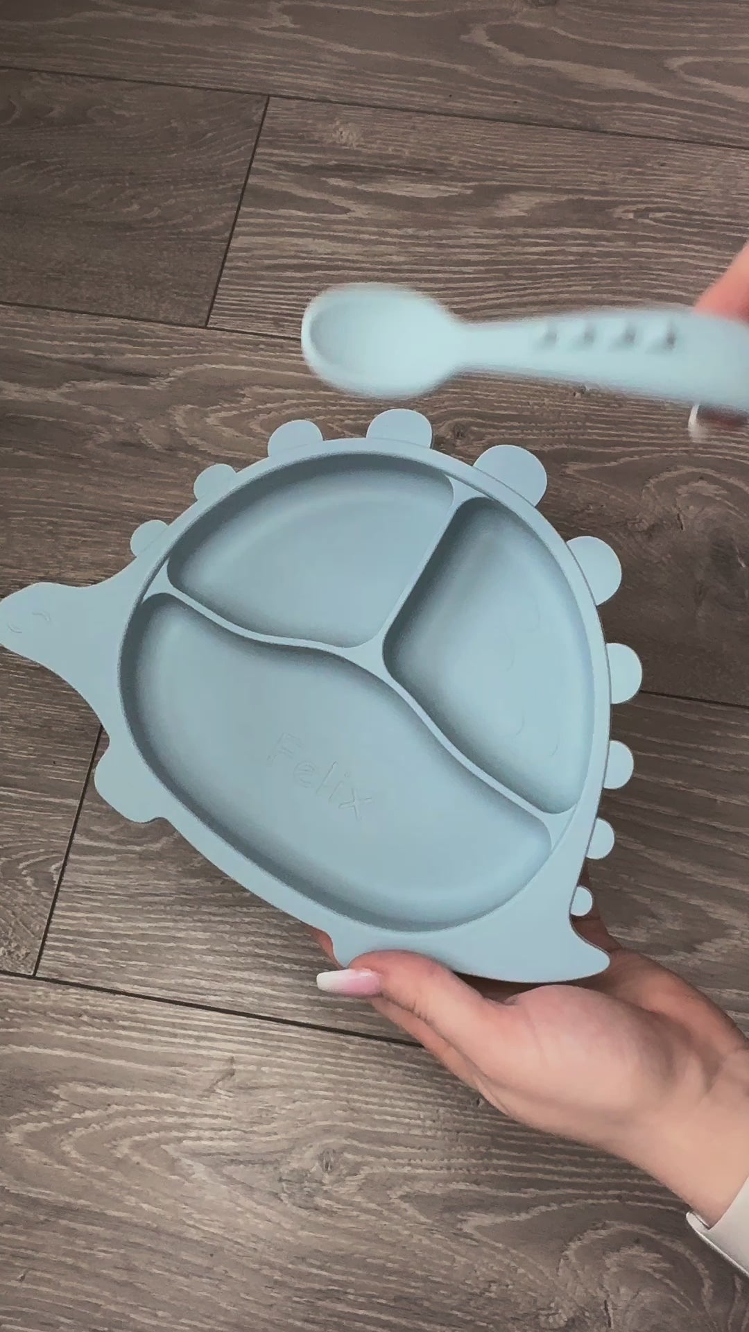 Personalised Dinosaur Plate with Matching Spoon | BPA-Free Silicone ...